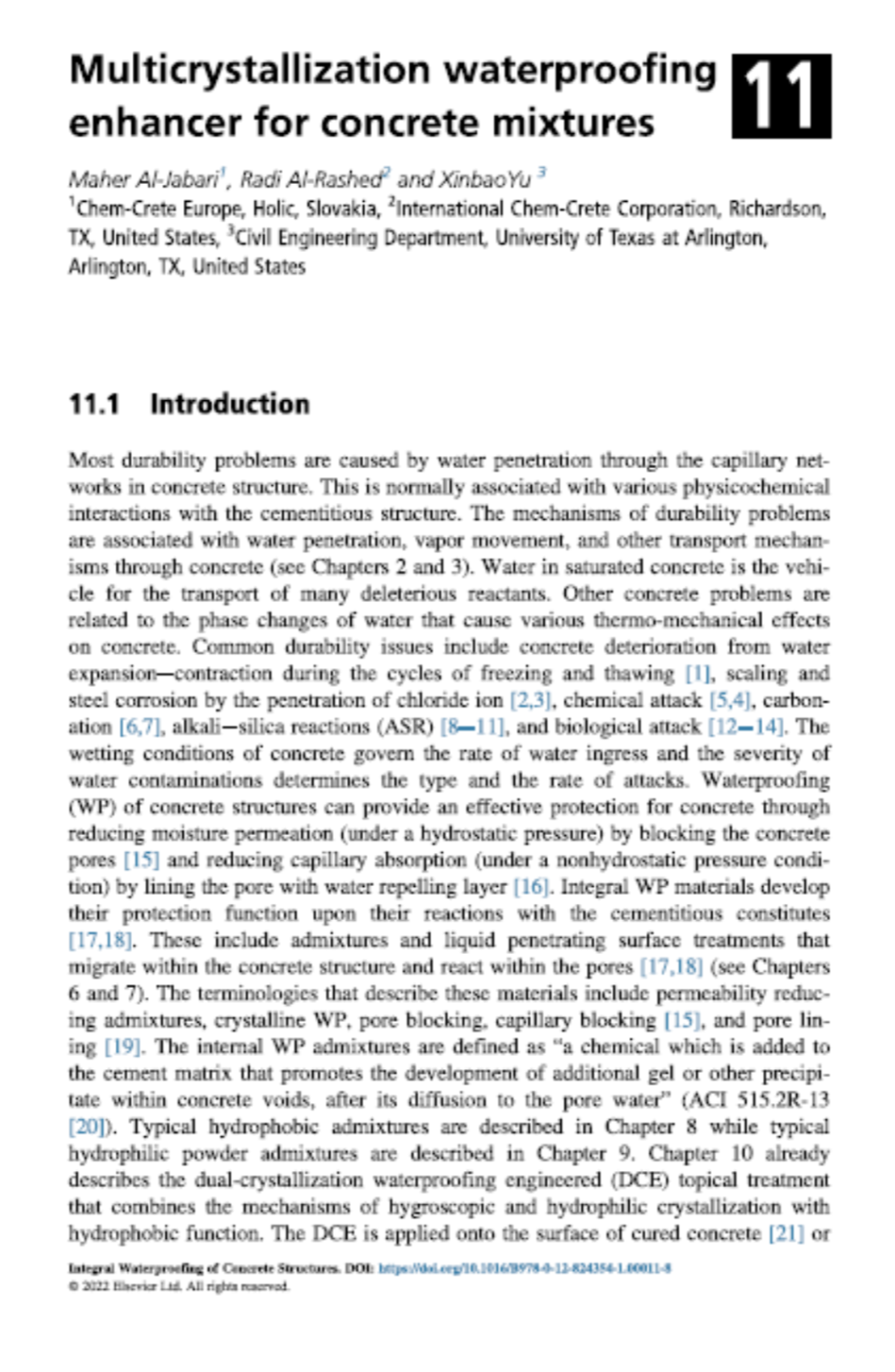 Multi-crystallization waterproofing enhancer for concrete mixtures ...